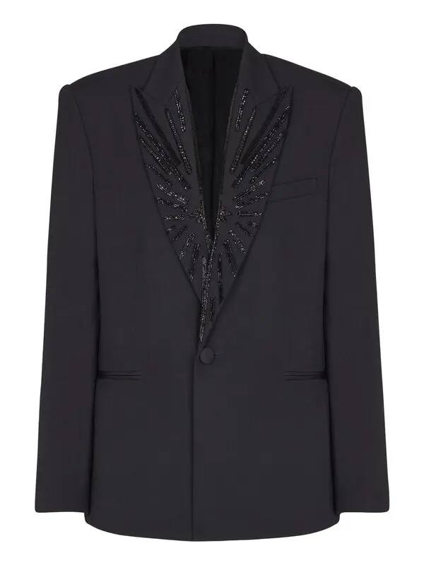Balmain Wool Embellished Blazer - Black