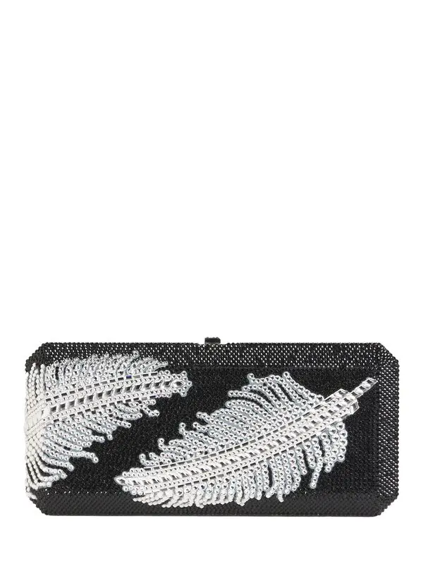Judith Leiber Crystal Plume Slim Rectangle Clutch Bag - Black