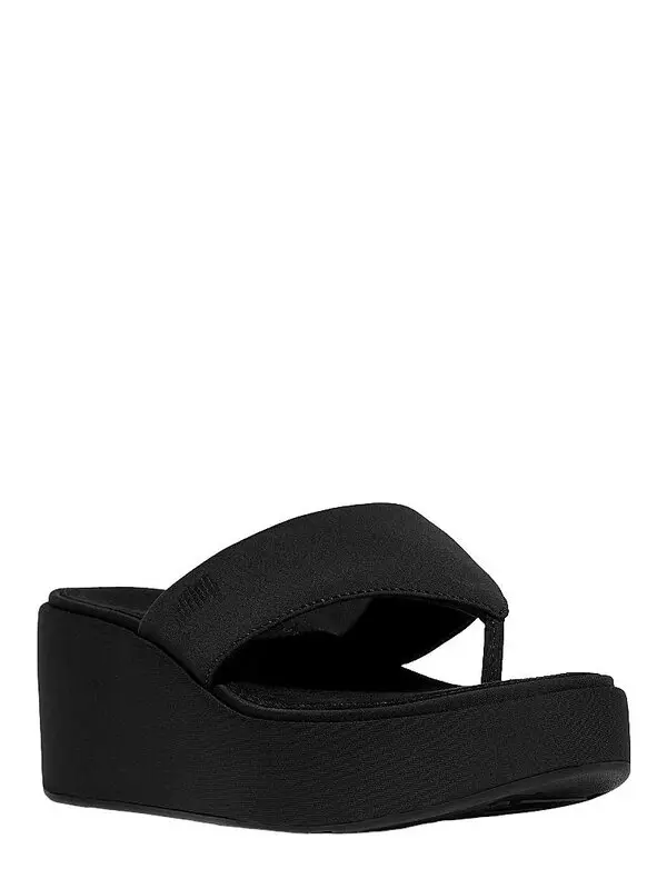 Fitflop Platform Wedge Thong Sandals - All Black
