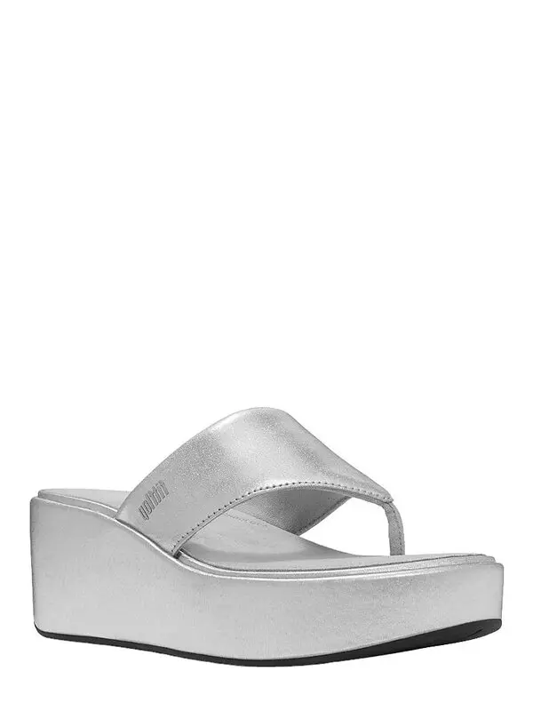 Fitflop Platform Wedge Thong Sandals - Silver