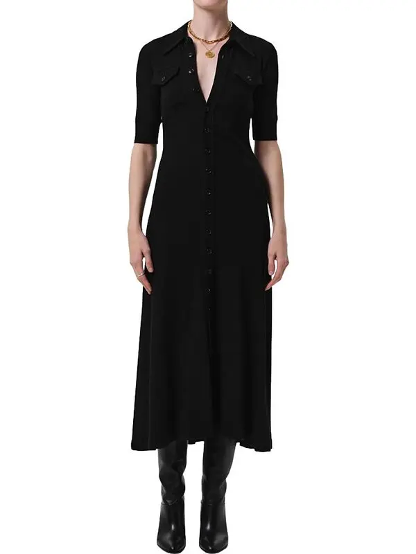 Citizens Of Humanity Amina Polo Ribbed Shirt Dress - Black
