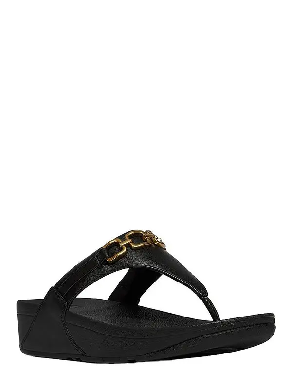 Fitflop Lulu Square Chain Leather Toe Post Sandals - Black