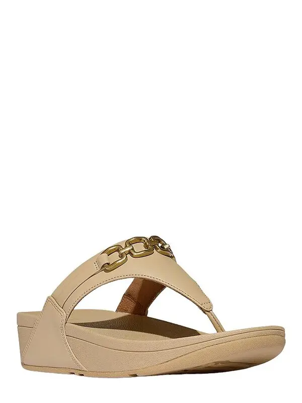 Fitflop Lulu Square Chain Leather Toe Post Sandals - Cappuccino