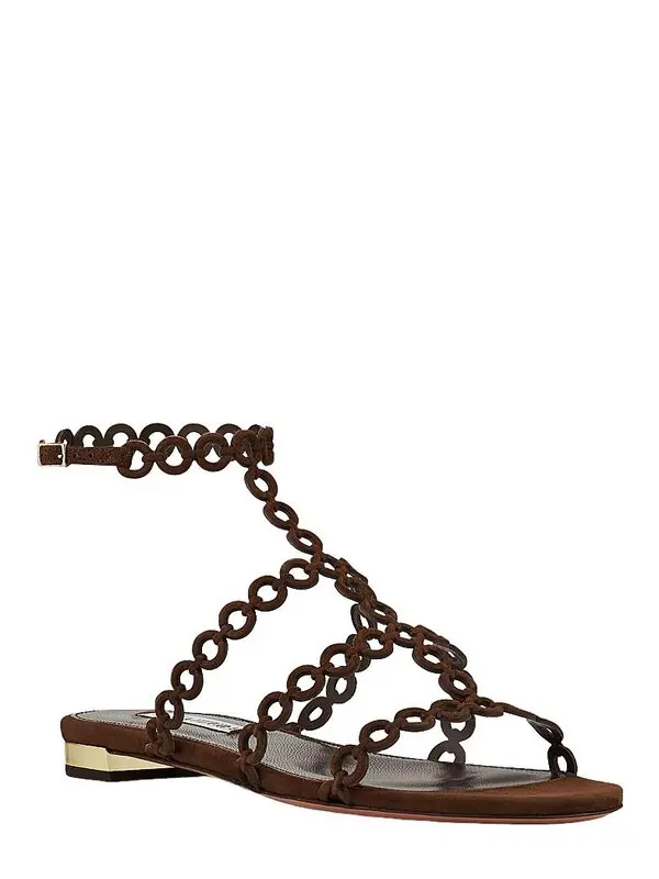 AQUAZZURA Infinity Chain Sandals - Espresso