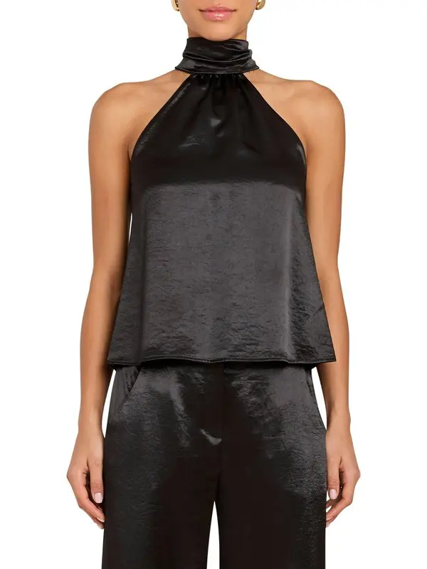 Amanda Uprichard Fontana Halter Neck Top - Black