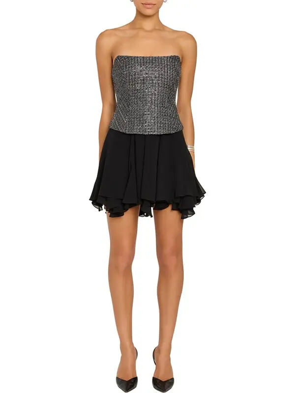 Amanda Uprichard Airess Mini Dress - Black/silver
