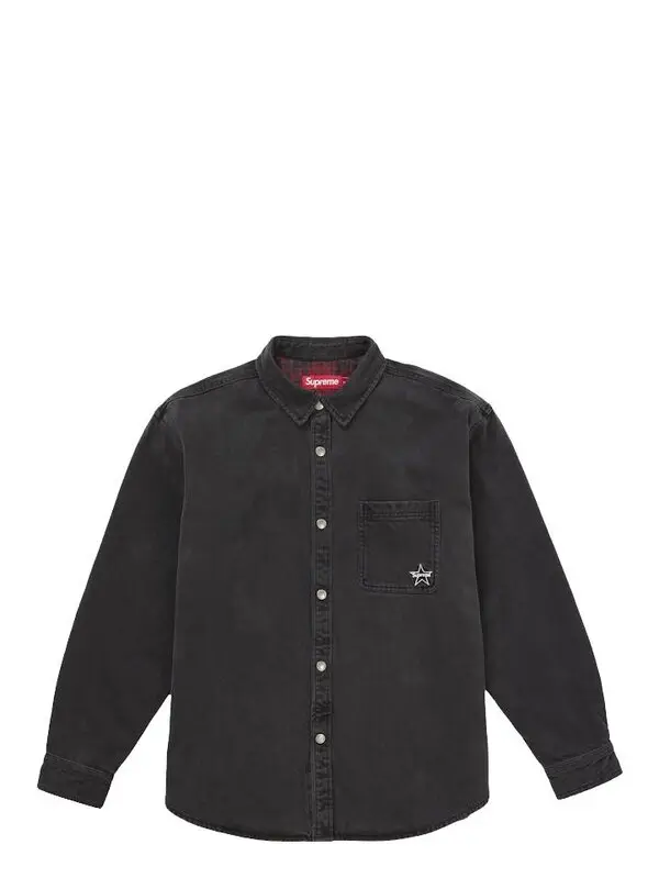 Supreme Quilted Lined Denim Snap Shirt - Black
