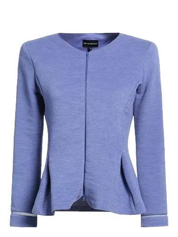 Emporio Armani Jacket In Light Polyester, Viscose, And Elastane - Blue