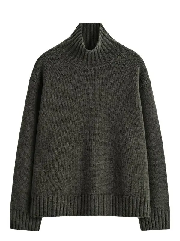 Cos Chunky Cashmere Mock-neck Sweater - Green