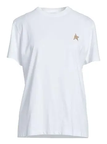 GOLDEN GOOSE Cotton T-shirt With Glitter Logo - White