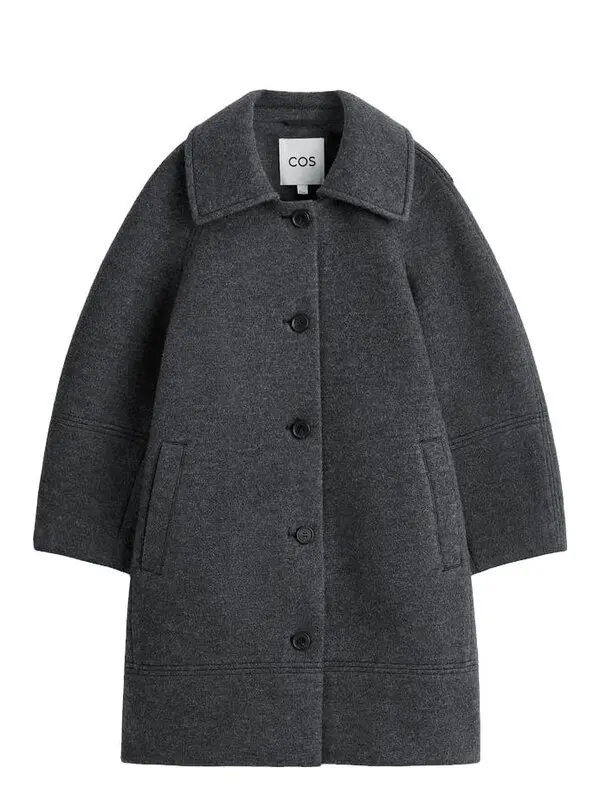 Cos Sculpted Wool Coat - Dark Grey