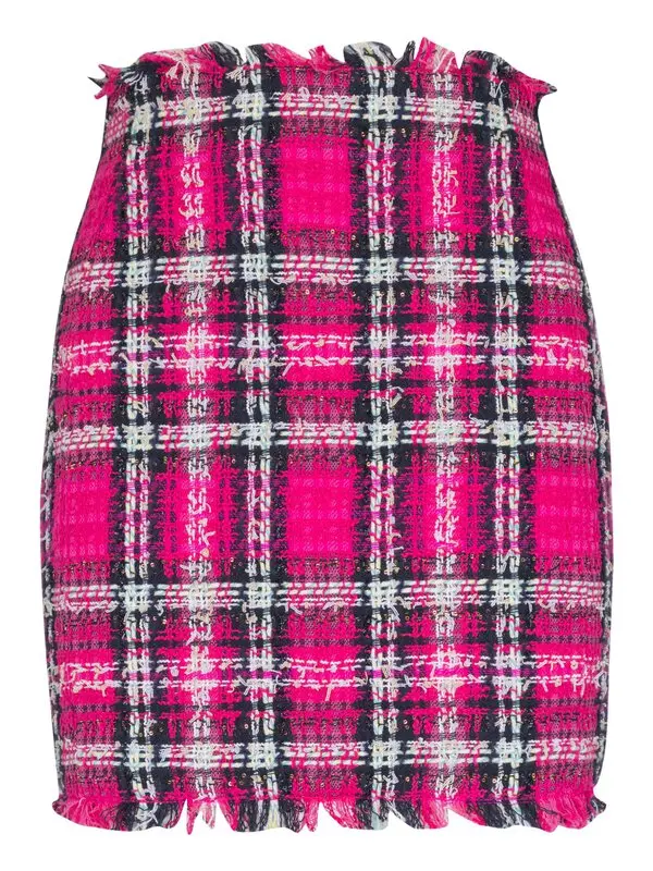 Balmain Short Glitter Tweed Skirt - Pink
