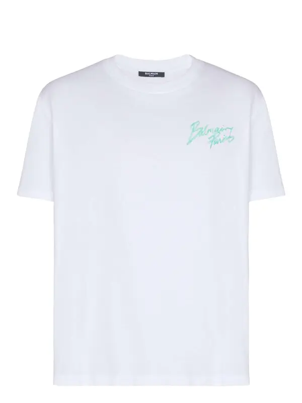 Balmain T-shirt With Paris Brush Print - White