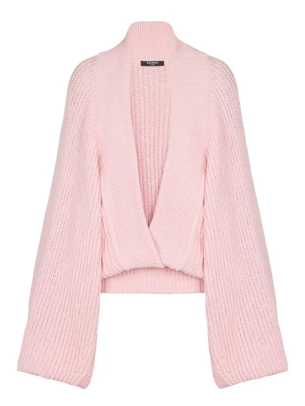 Balmain Oversized Knit Jumper With Batwing Sleeves - Pink
