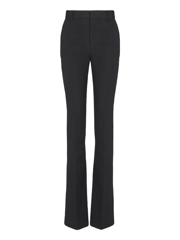 Balmain Straight-leg Grain De Poudre Trousers - Black