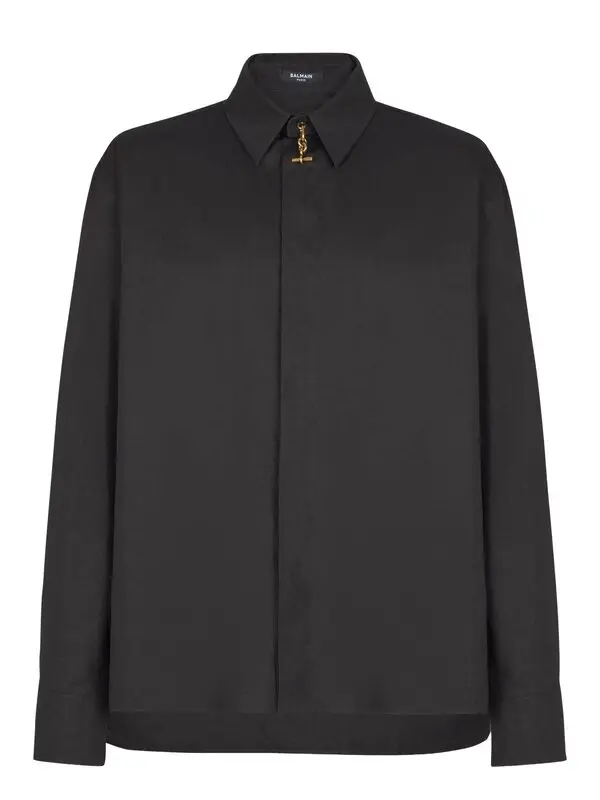 Balmain Asymmetric Poplin Shirt - Black