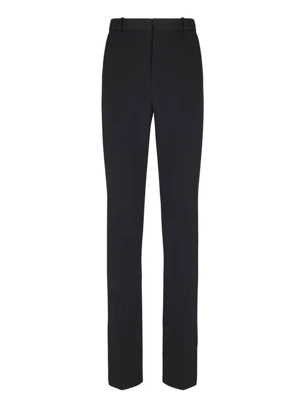 Balmain Wool Darted Trousers - Black