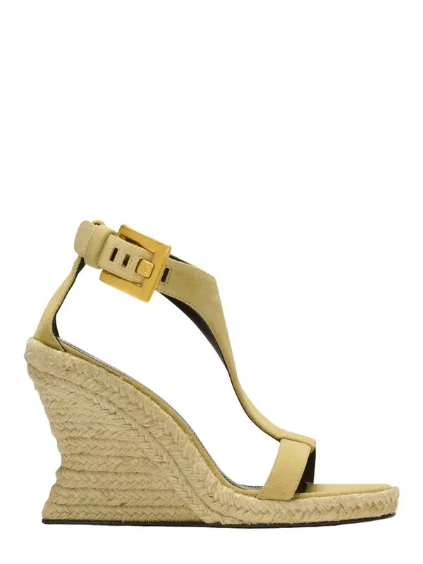 Balmain Anthem Suede Wedge Espadrilles - Beige