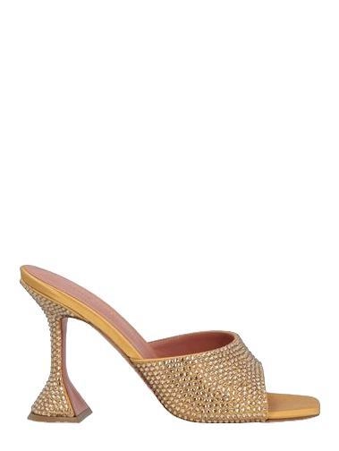 Amina Muaddi Textile Fiber Sandals - Mustard