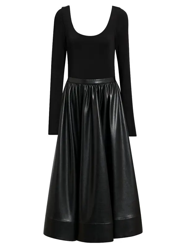 Alice + Olivia Chara Jersey-paneled Midi Dress - Black