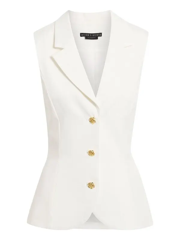 Alice + Olivia Sammie Lyocell-blend Twill Vest - Off-white