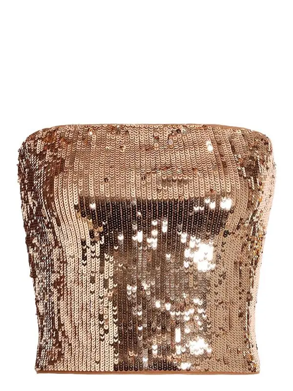Alice + Olivia Vivi Cropped Sequined Top - Bronze