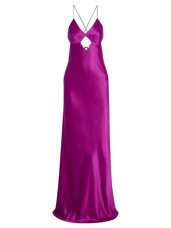 Michelle Mason Cutout Silksatin Gown - Magenta