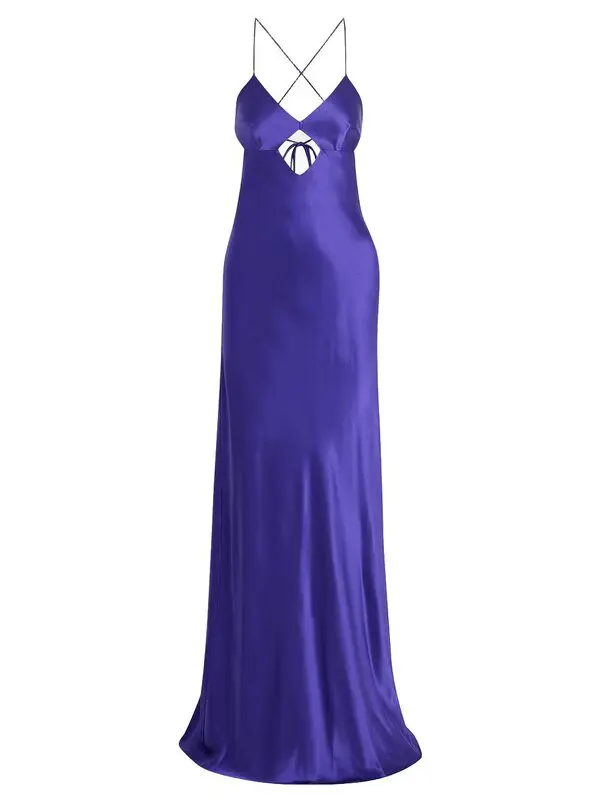 Michelle Mason Cutout Silksatin Gown - Purple