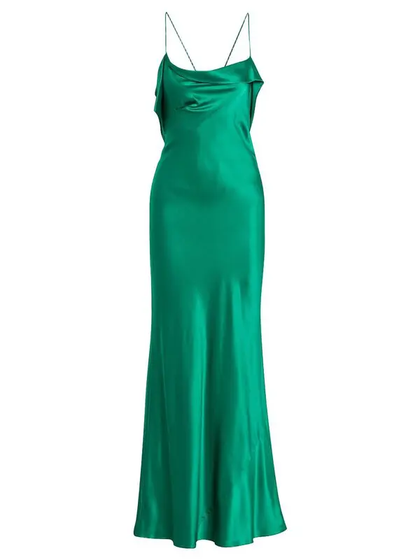 Michelle Mason Draped Silksatin Gown - Jade