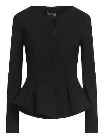 Emporio Armani Jacket In Viscose Blend With Peplum - Black