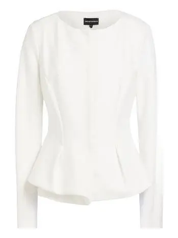 Emporio Armani Jacket In Viscose Blend With Peplum - White