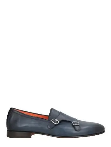 Santoni Loafers In Leather - Navy