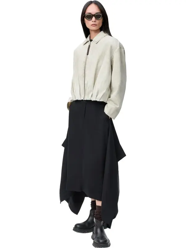 Loewe Draped Midi Skirt - Black