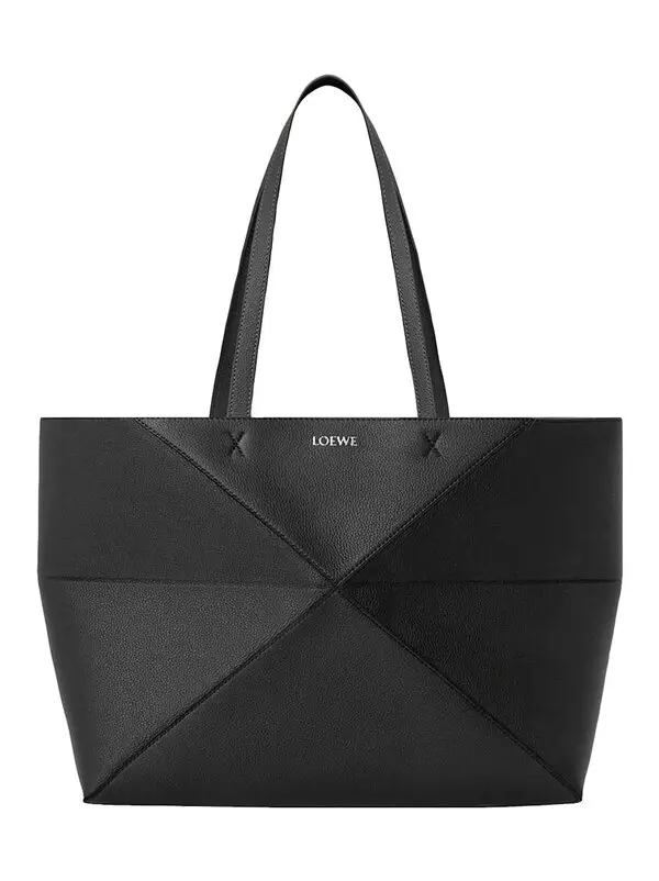 Loewe Puzzle Fold Leather Tote Bag - Black