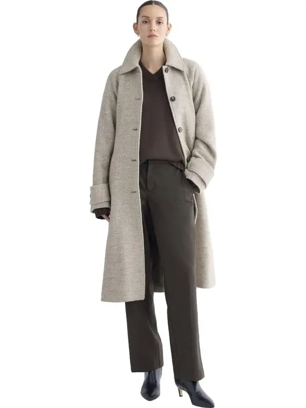 Everlane Italian Belted Overcoat - Taupe Herringbone