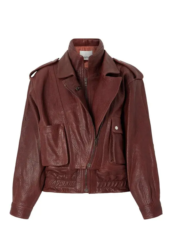 Isabel Marant Aneli Laye Textured Leather Jacket - Red