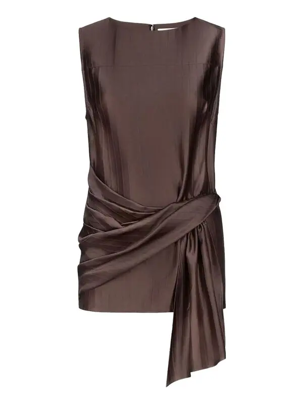 Loulou De Saison Fonda Draped Asymmetric Top - Brown