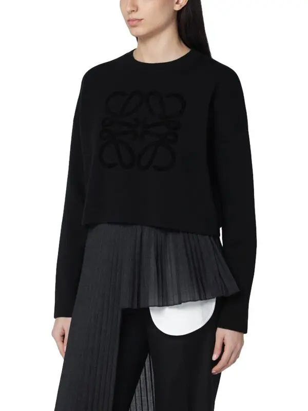 Loewe Cropped Wool-blend Sweater - Black
