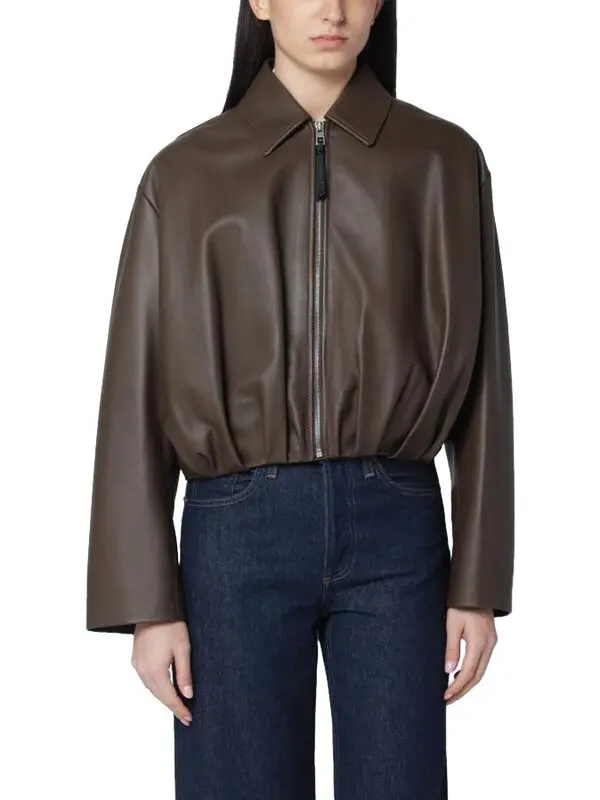 Loewe Leather Zip Bomber - Green