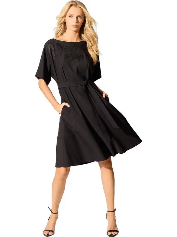 Natori Embellished Boatneck Dress - Black
