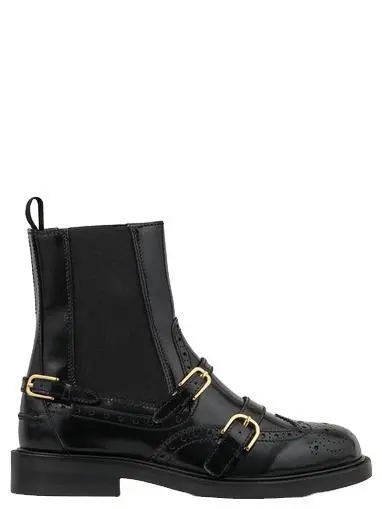 Sandro Leather Chelsea Boots With Buckles - Black