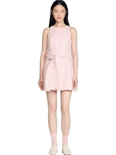 Sandro Sequin Embellished Tweed Mini Dress - Pink
