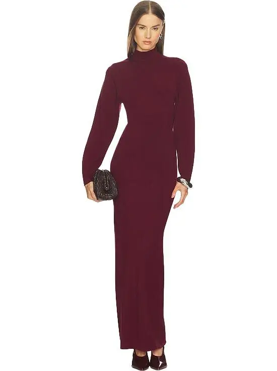 SRG Gloria Mock Neck Maxi Dress - Burgundy
