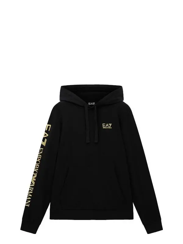 Emporio Armani Logo Series Cotton Zip-up Hoodie - Black