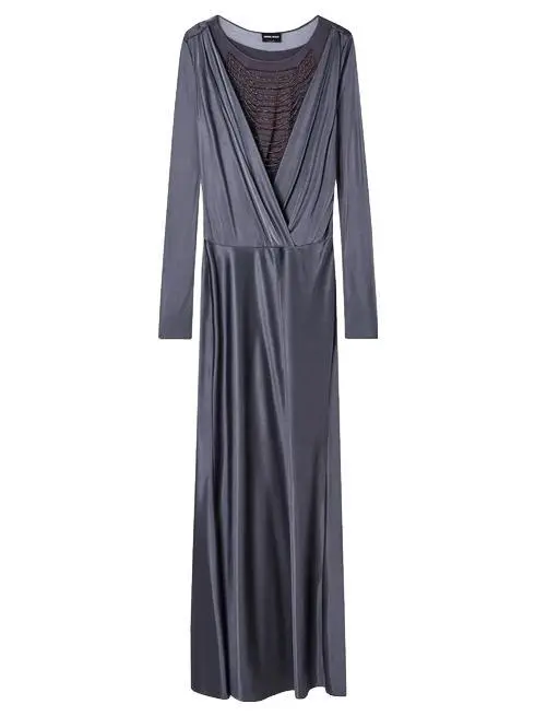 Giorgio Armani Shiny Viscose Jersey Long Dress - Black / White / Pink / Gray