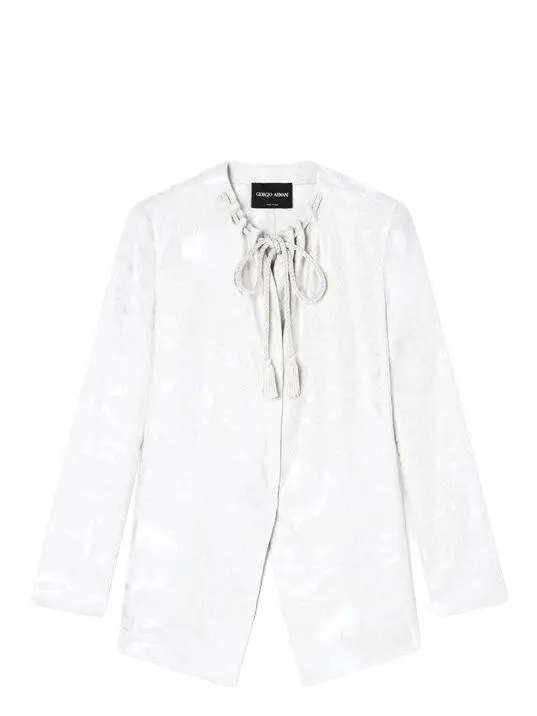 Giorgio Armani Moiré Linen Jacket - White