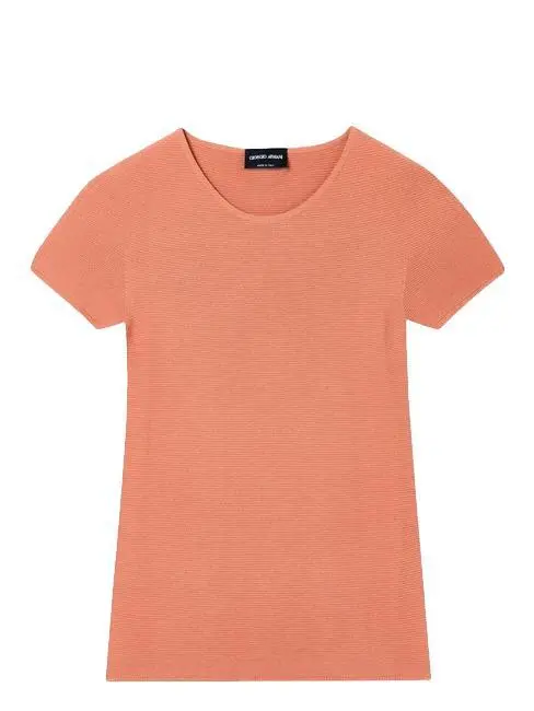 Giorgio Armani Links-stitch Viscose Short-sleeved Jumper - Orange