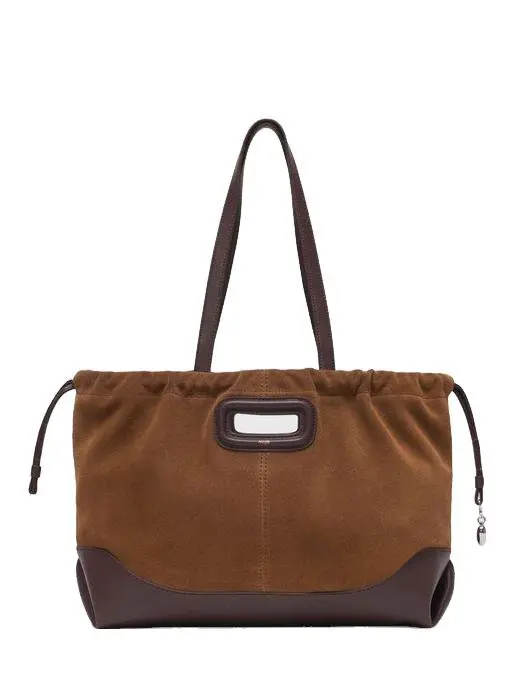 Maje Leather And Suede Milpli Tote Bag - Brown