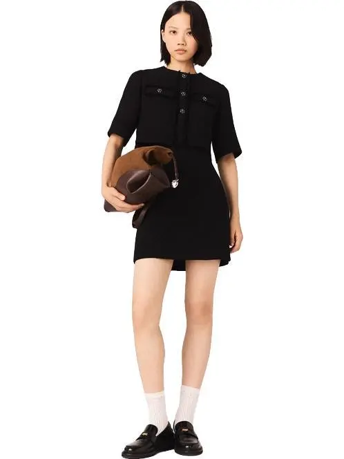 Maje 2-in-1 Shiny Tweed Dress - Black