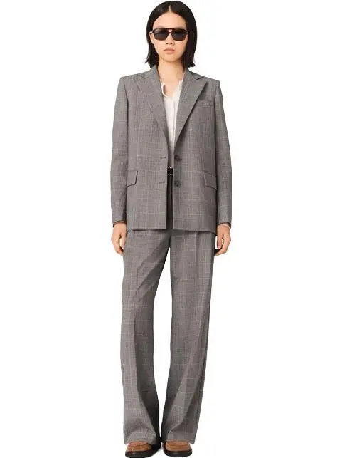 Maje Checked Suit Jacket - Black / White / Pink / Gray